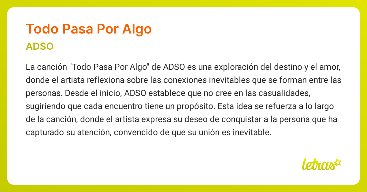 Significado de la canción TODO PASA POR ALGO (ADSO) - LETRAS.COM