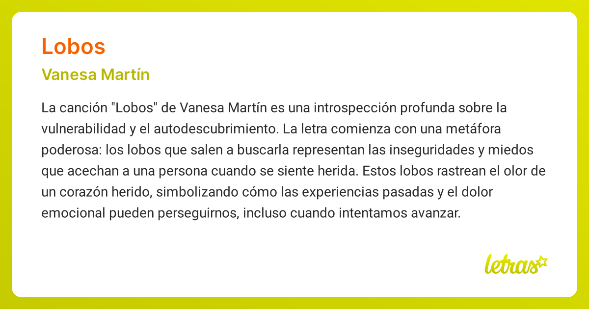 Significado de la canción LOBOS (Vanesa Martín) - LETRAS.COM