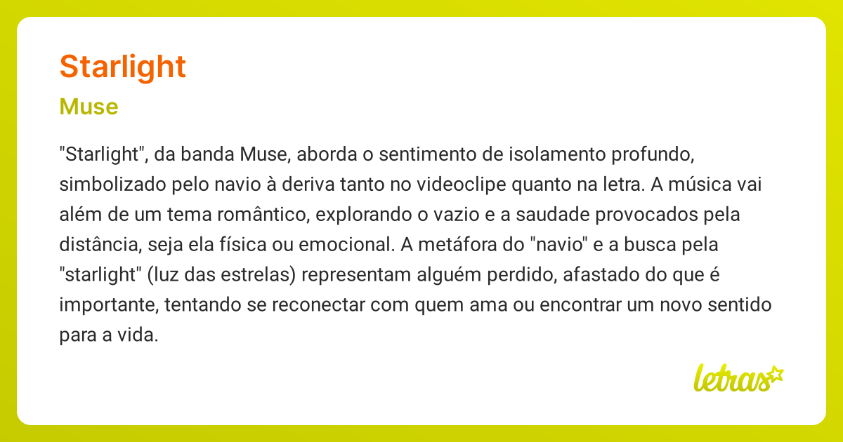 Significado da música STARLIGHT (Muse) - LETRAS.MUS.BR