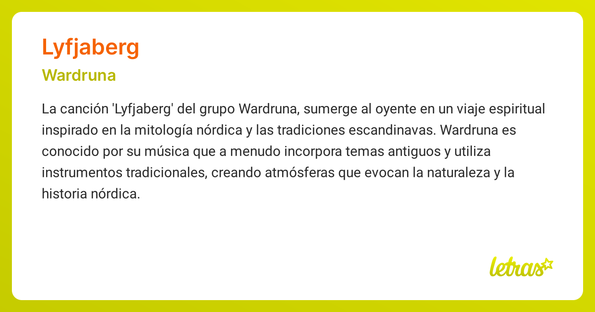 Significado de la canción LYFJABERG (Wardruna) - LETRAS.COM