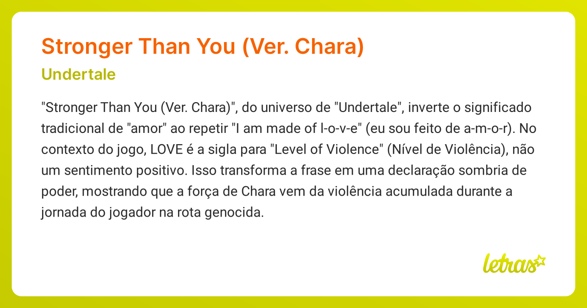 Significado da música STRONGER THAN YOU (VER. CHARA) (Undertale ...