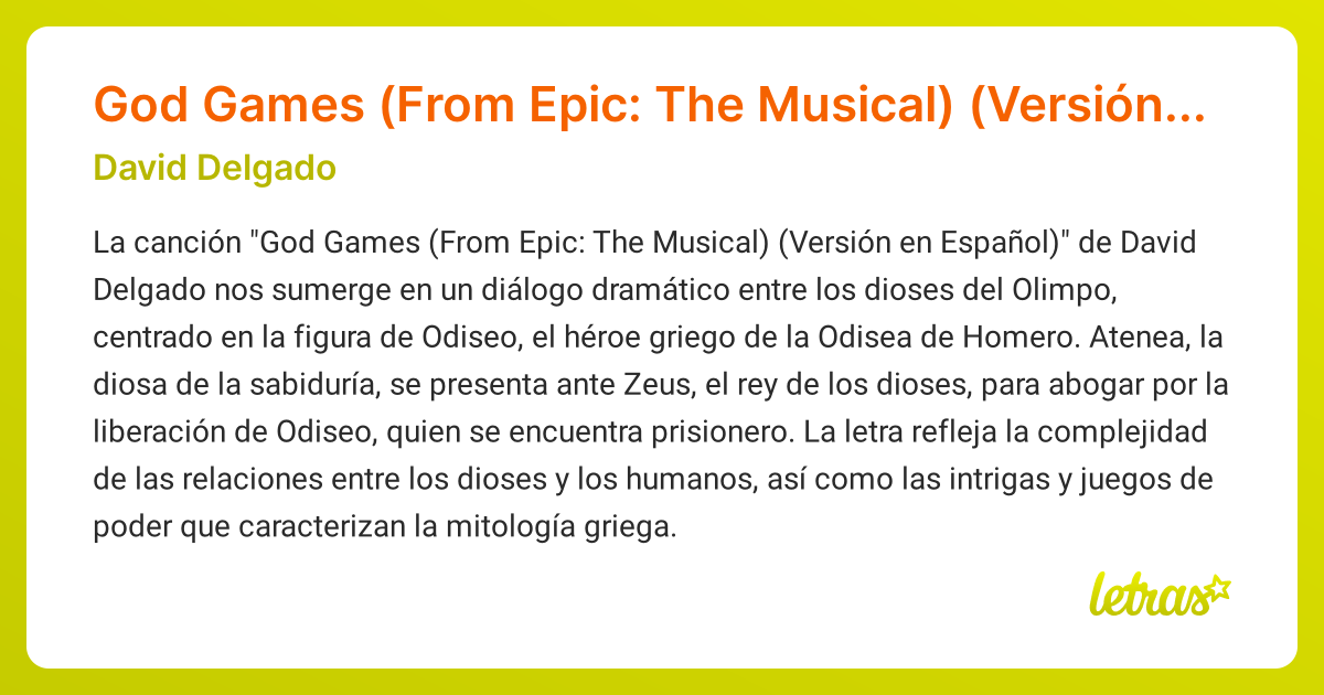 Significado de la canción God Games (From Epic: The Musical) (Versión ...