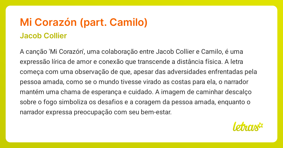 Significado da música MI CORAZÓN (PART. CAMILO) (Jacob Collier ...