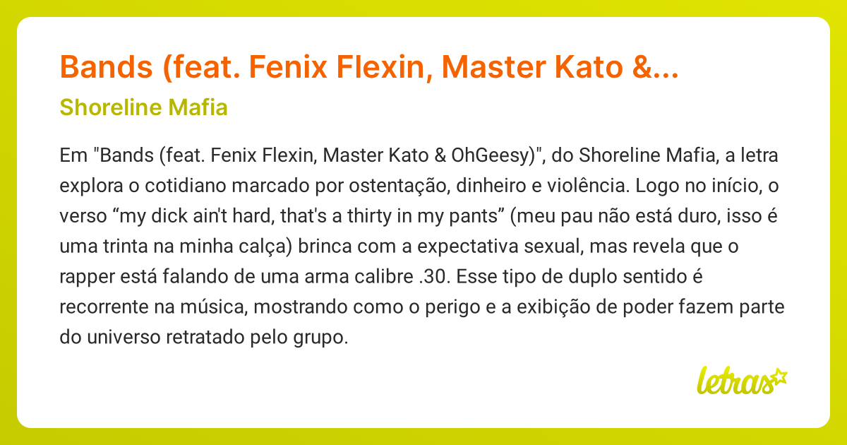 Significado da música Bands (feat. Fenix Flexin, Master Kato & OhGeesy ...