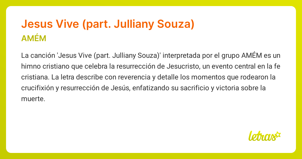 Significado de la canción Jesus Vive (part. Julliany Souza) (AMÉM ...