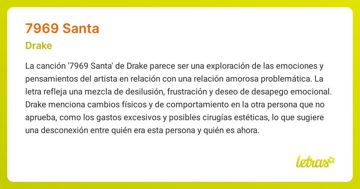 Significado de la canción 7969 SANTA (Drake) - LETRAS.COM