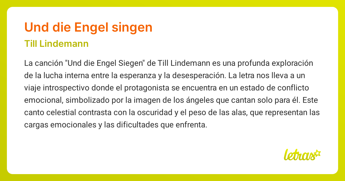 Significado de la canción UND DIE ENGEL SIEGEN (Till Lindemann ...