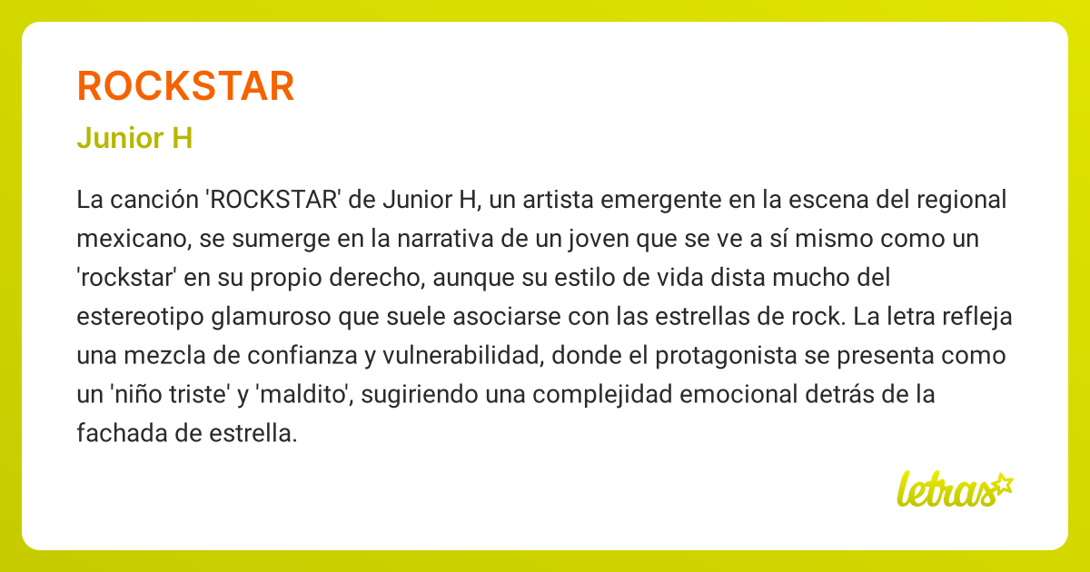 Significado de la canción ROCKSTAR (Junior H) - LETRAS.COM