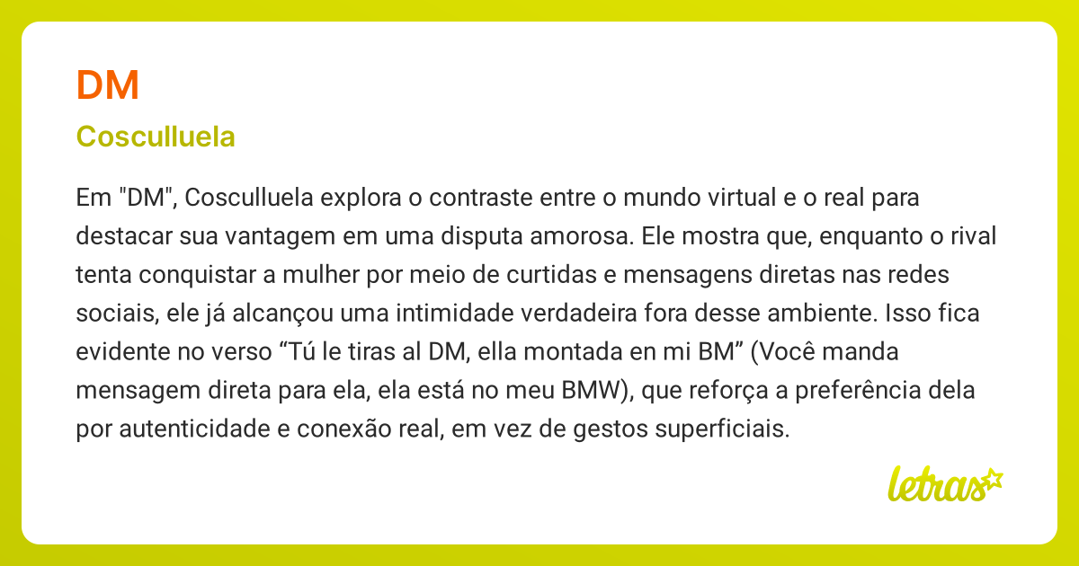 Significado da música DM (Cosculluela) - LETRAS.MUS.BR