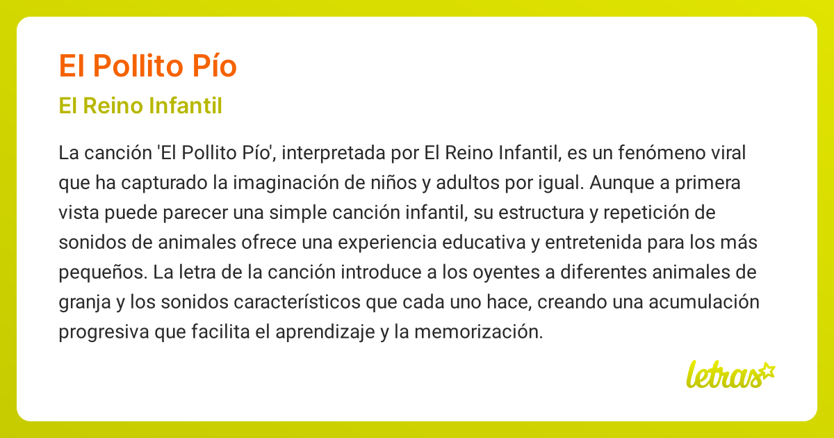 Significado de la canción EL POLLITO PÍO (El Reino Infantil) - LETRAS.COM