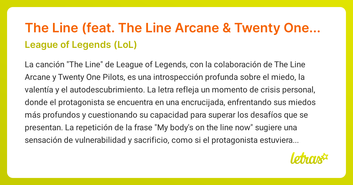 Significado de la canción The Line (feat. The Line Arcane & Twenty One ...