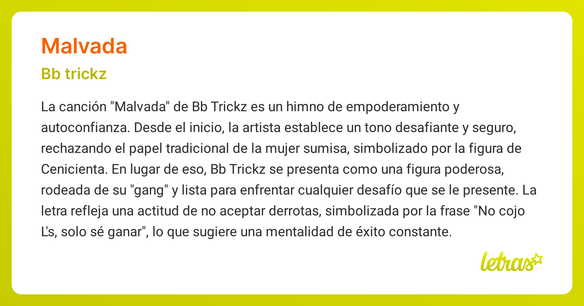 Significado De La Canción Malvada Bb Trickz Letras Com