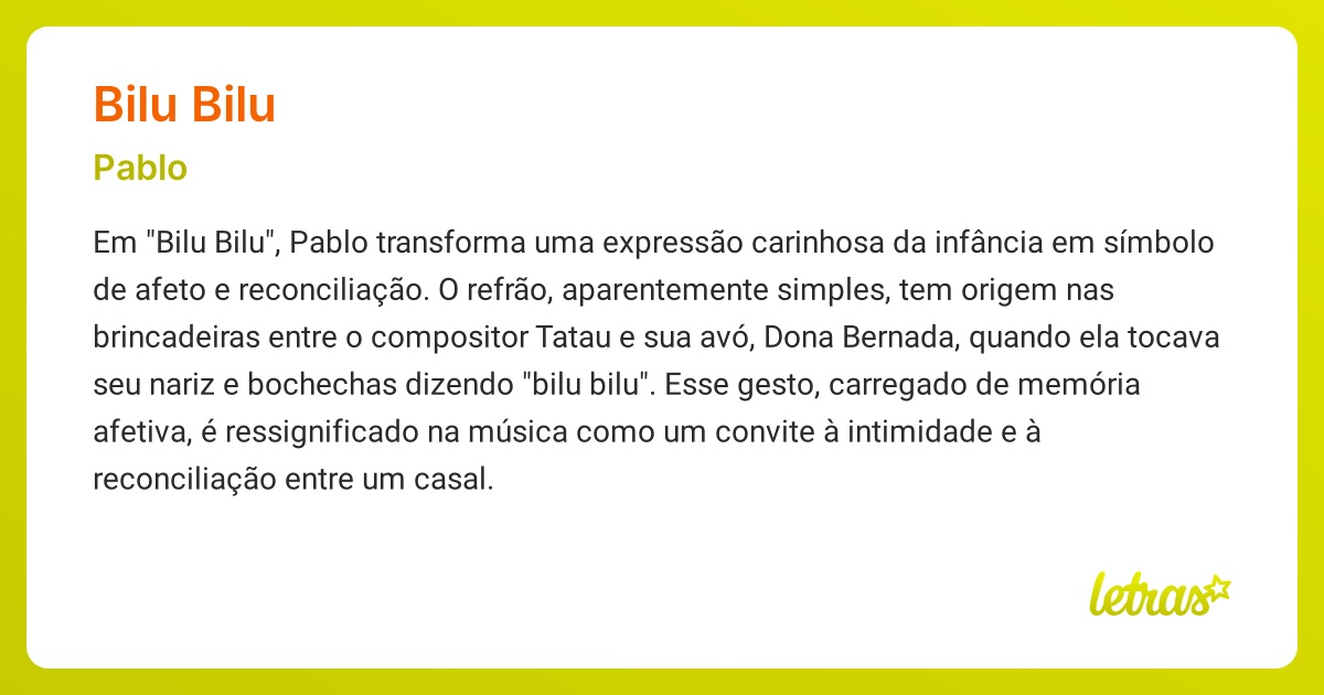 Significado da música BILU BILU (Pablo) - LETRAS.MUS.BR