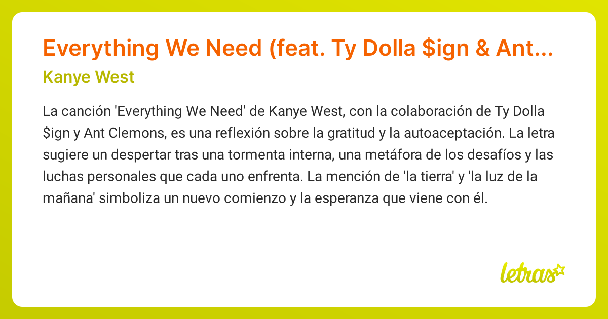 Significado de la canción Everything We Need (feat. Ty Dolla $ign & Ant ...
