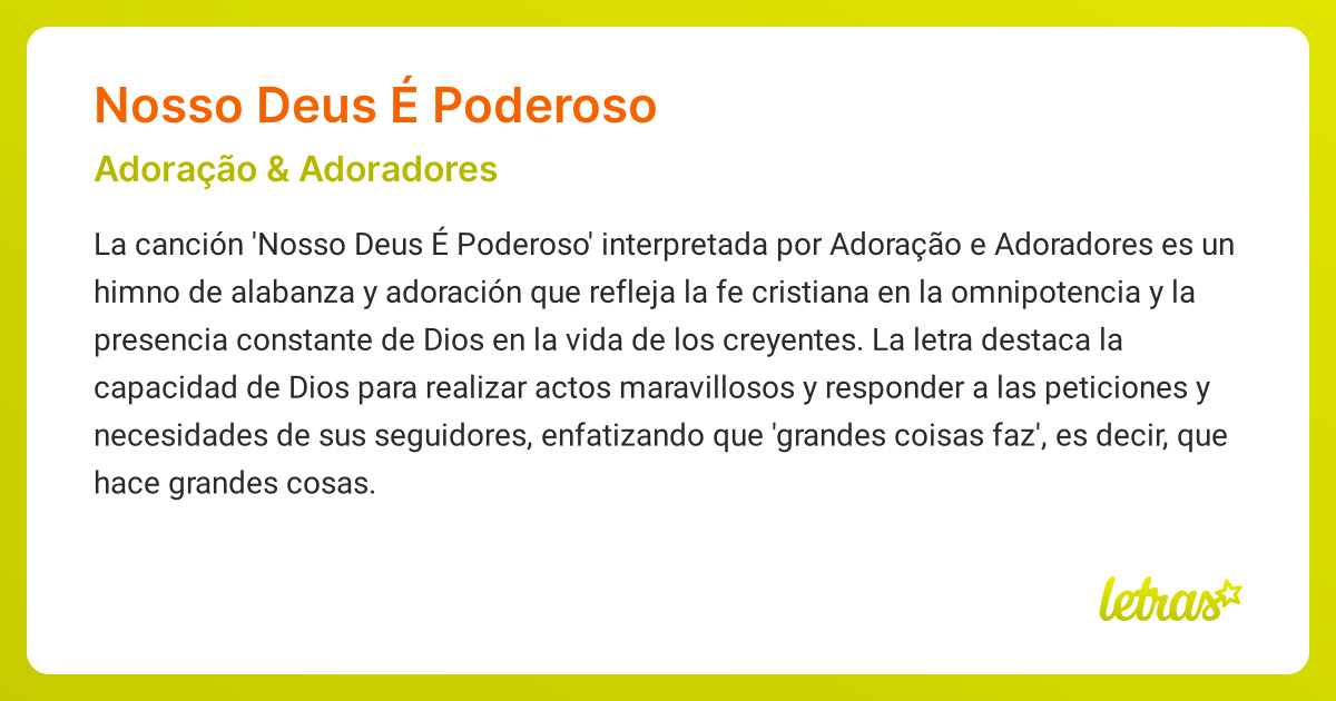 Significado de la canción NOSSO DEUS É PODEROSO (Adoração & Adoradores ...