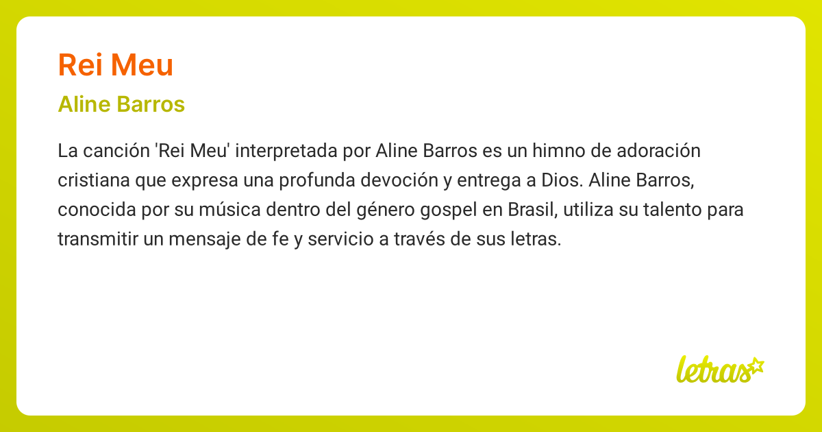 Significado de la canción REI MEU (Aline Barros) - LETRAS.COM