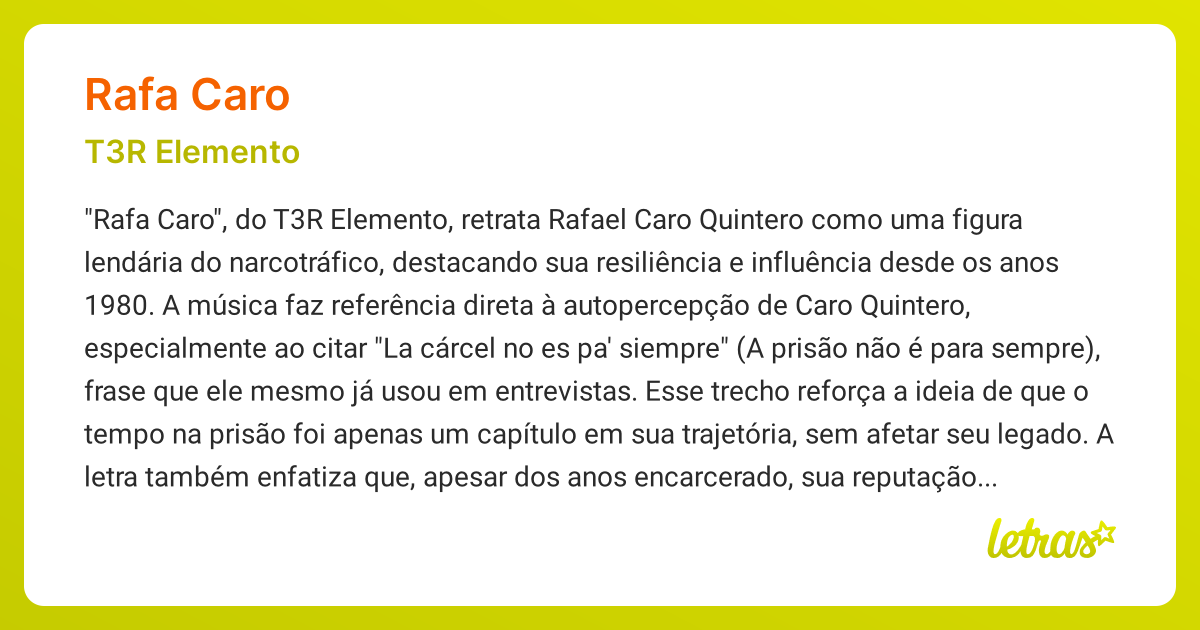 Significado da música RAFA CARO (T3R Elemento) - LETRAS.MUS.BR