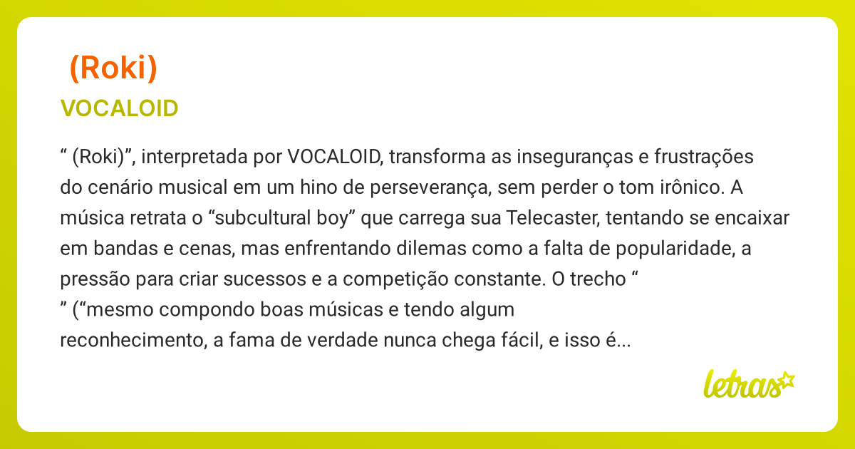 Significado da música ロキ (ROKI) (VOCALOID) - LETRAS.MUS.BR