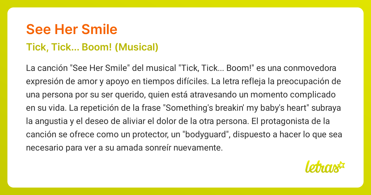 Significado de la canción SEE HER SMILE (Tick, Tick... Boom! (Musical ...