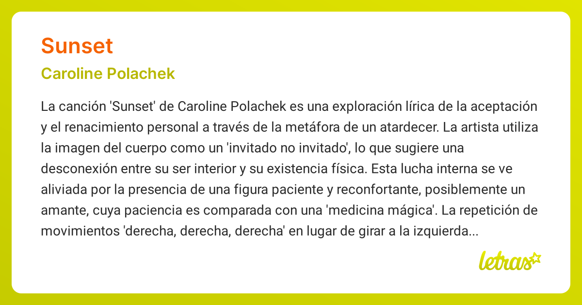Significado de la canción SUNSET (Caroline Polachek) - LETRAS.COM