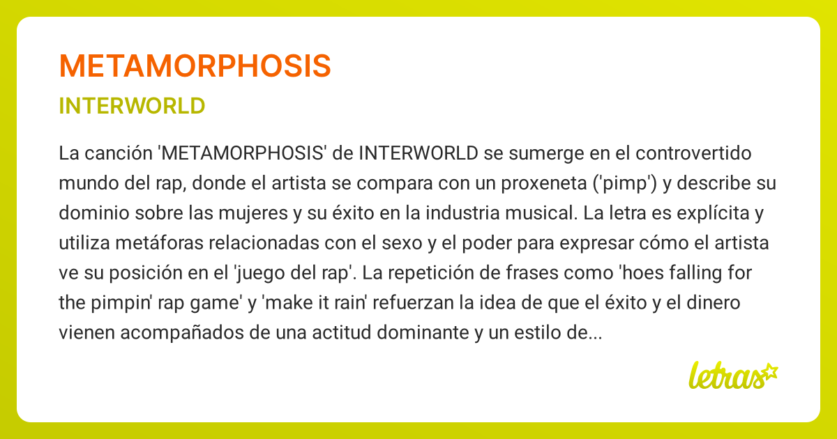 Significado de la canción METAMORPHOSIS (INTERWORLD) - LETRAS.COM