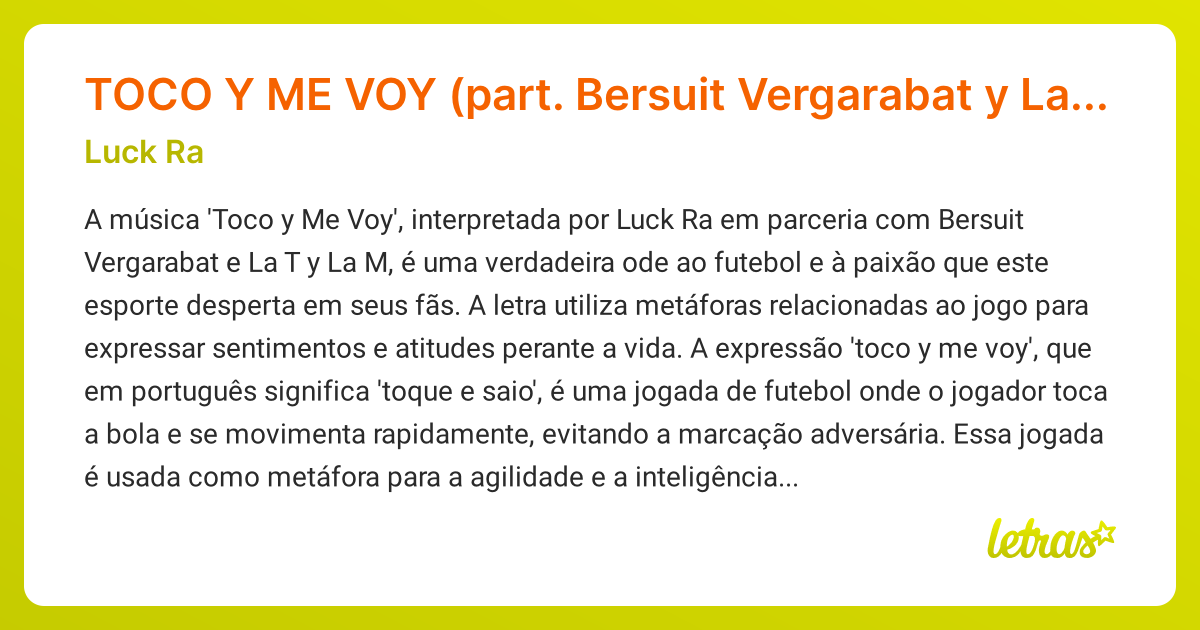 Significado da música TOCO Y ME VOY (part. Bersuit Vergarabat y La T y ...