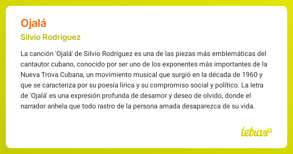 Significado de la canción OJALÁ (Silvio Rodriguez) - LETRAS.COM
