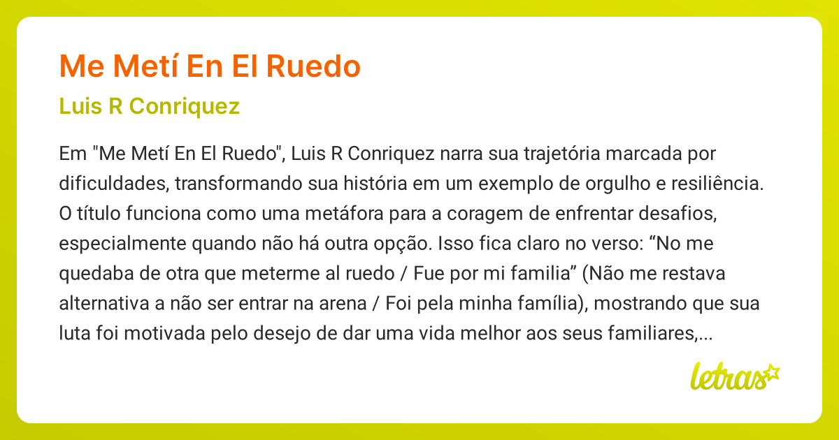 Significado da música ME METÍ EN EL RUEDO (Luis R Conriquez) - LETRAS ...
