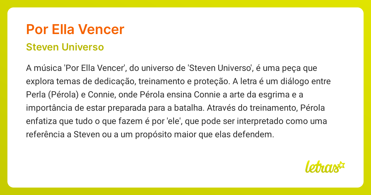 Significado da música POR ELLA VENCER (Steven Universo) - LETRAS.MUS.BR