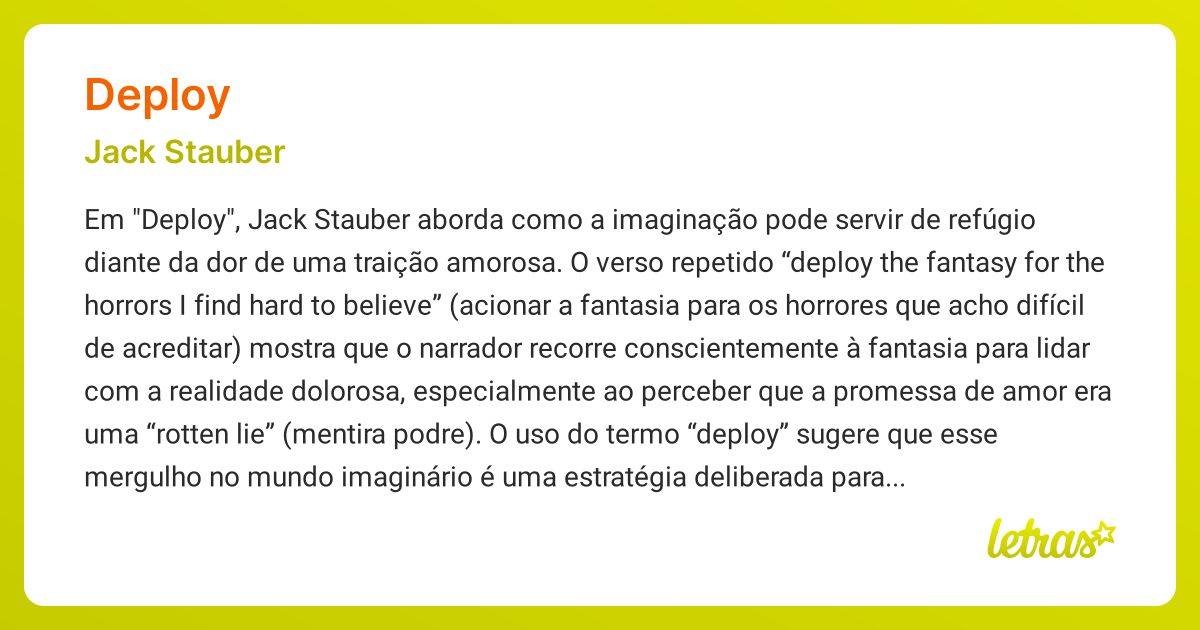 Significado da música DEPLOY (Jack Stauber) - LETRAS.MUS.BR