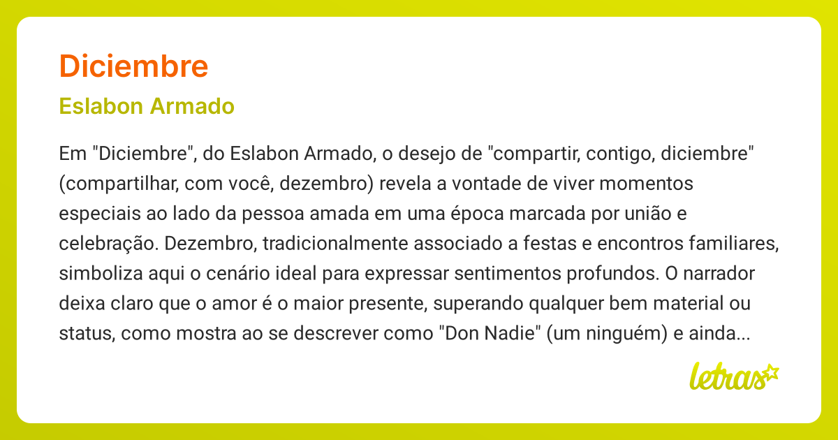 Significado da música DICIEMBRE (Eslabon Armado) - LETRAS.MUS.BR