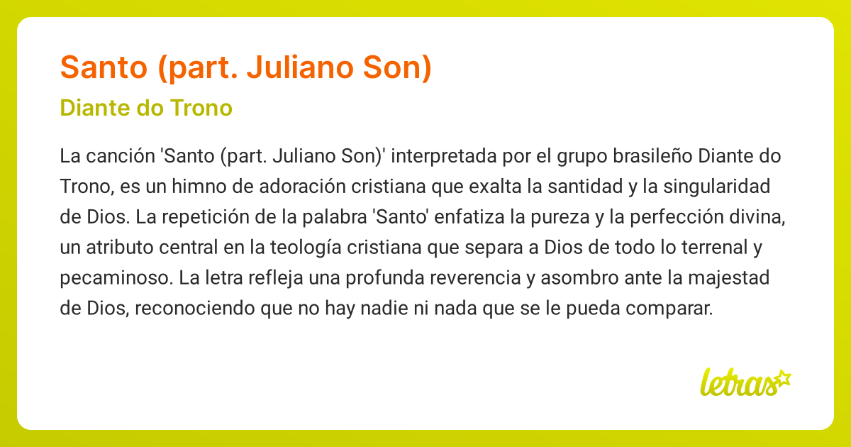 Significado de la canción SANTO (PART. JULIANO SON) (Diante do Trono ...