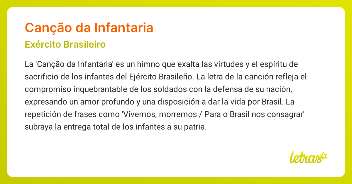 Significado de la canción CANÇÃO DA INFANTARIA (Exército Brasileiro ...