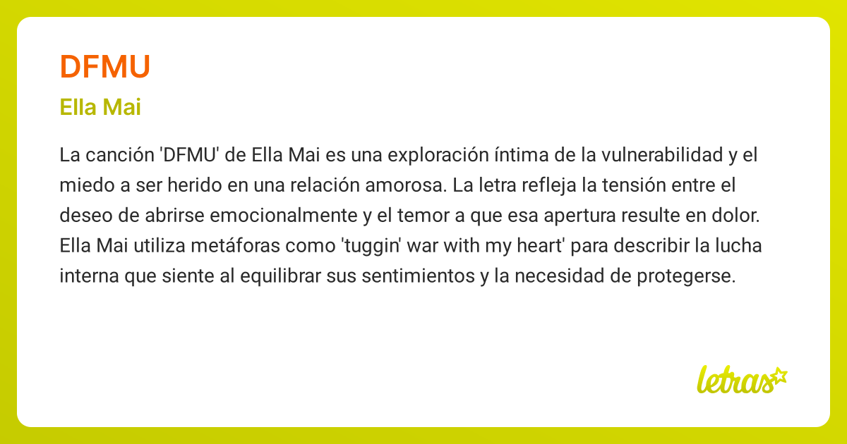 Significado de la canción DFMU (Ella Mai) - LETRAS.COM