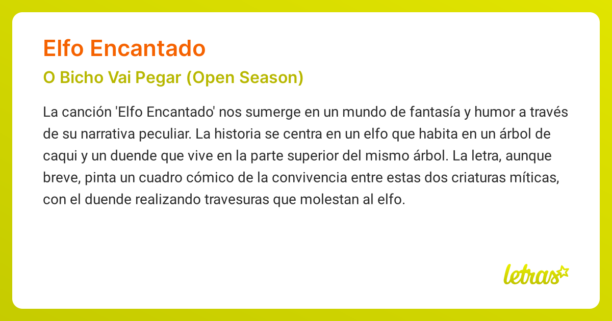Significado de la canción ELFO ENCANTADO (O Bicho Vai Pegar (Open ...