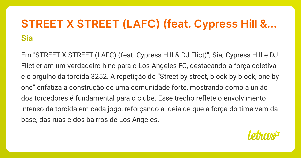 Significado da música STREET X STREET (LAFC) (feat. Cypress Hill & DJ ...