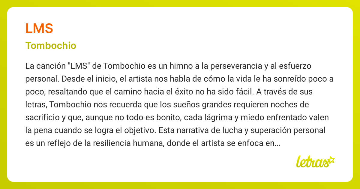 Significado De La Canción Lms Tombochio Letras Com
