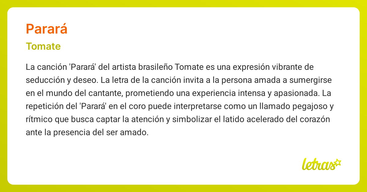 Significado de la canción PARARÁ (Tomate) - LETRAS.COM