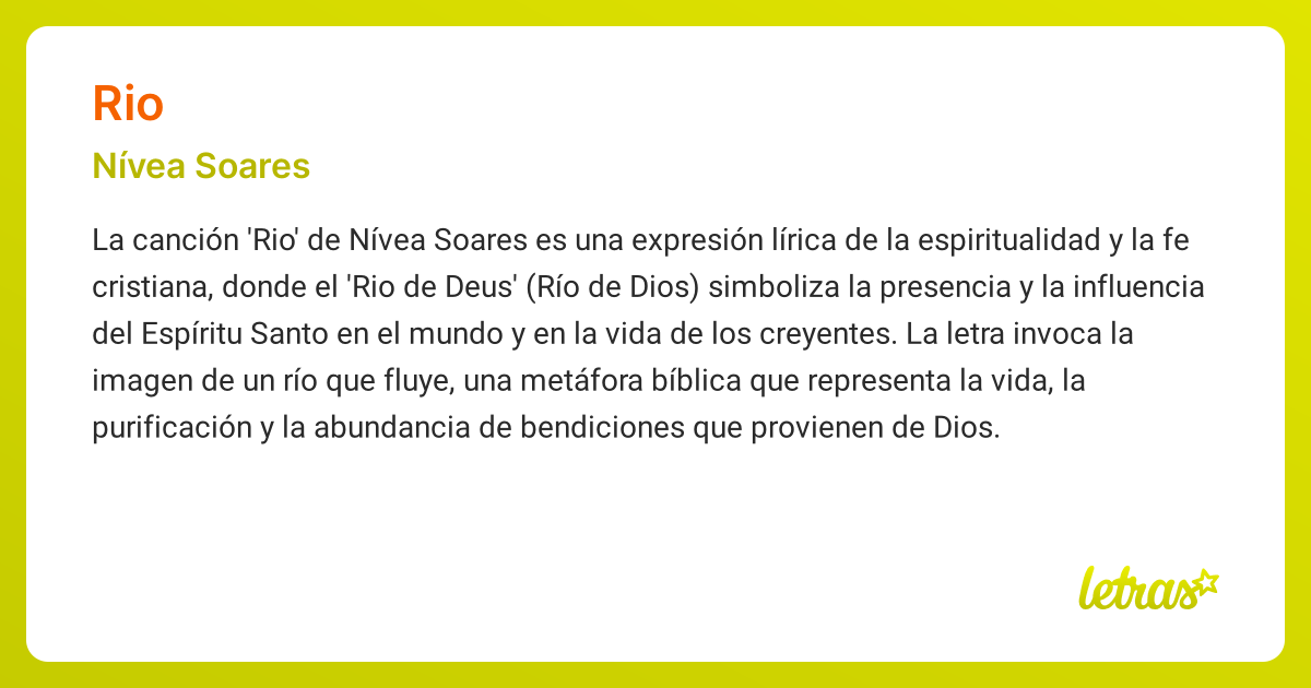 Significado de la canción RIO (Nívea Soares) - LETRAS.COM