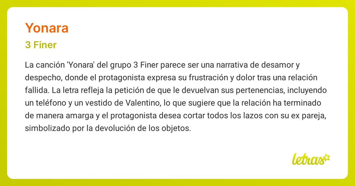 Significado de la canción YONARA (3 Finer) - LETRAS.COM