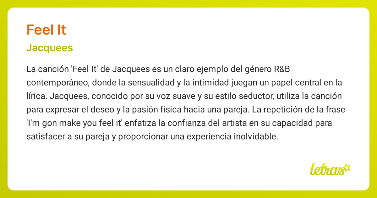 Significado de la canción FEEL IT (Jacquees) - LETRAS.COM