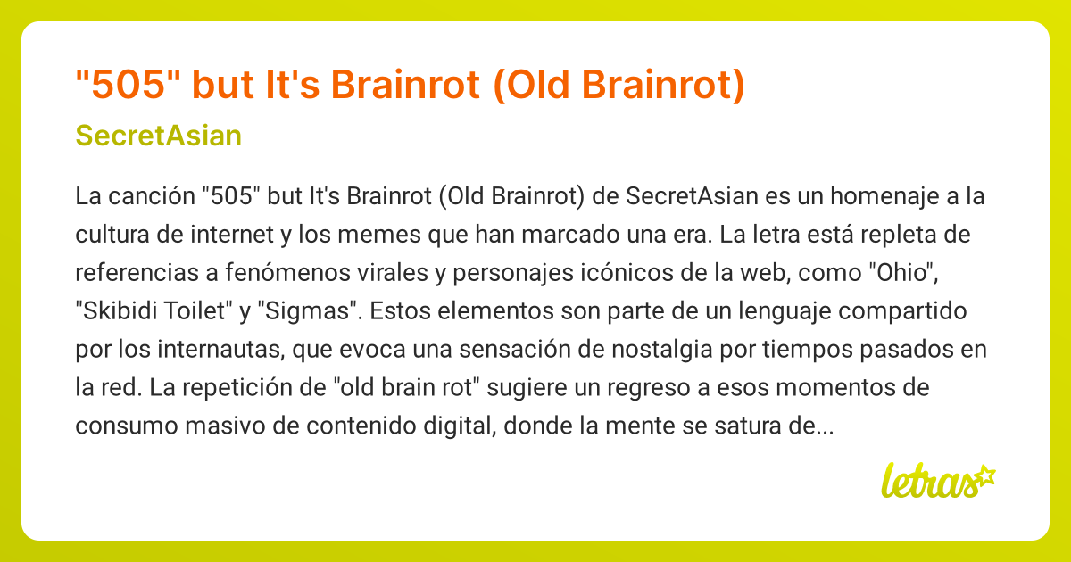 Significado de la canción "505" but It's Brainrot (Old Brainrot ...