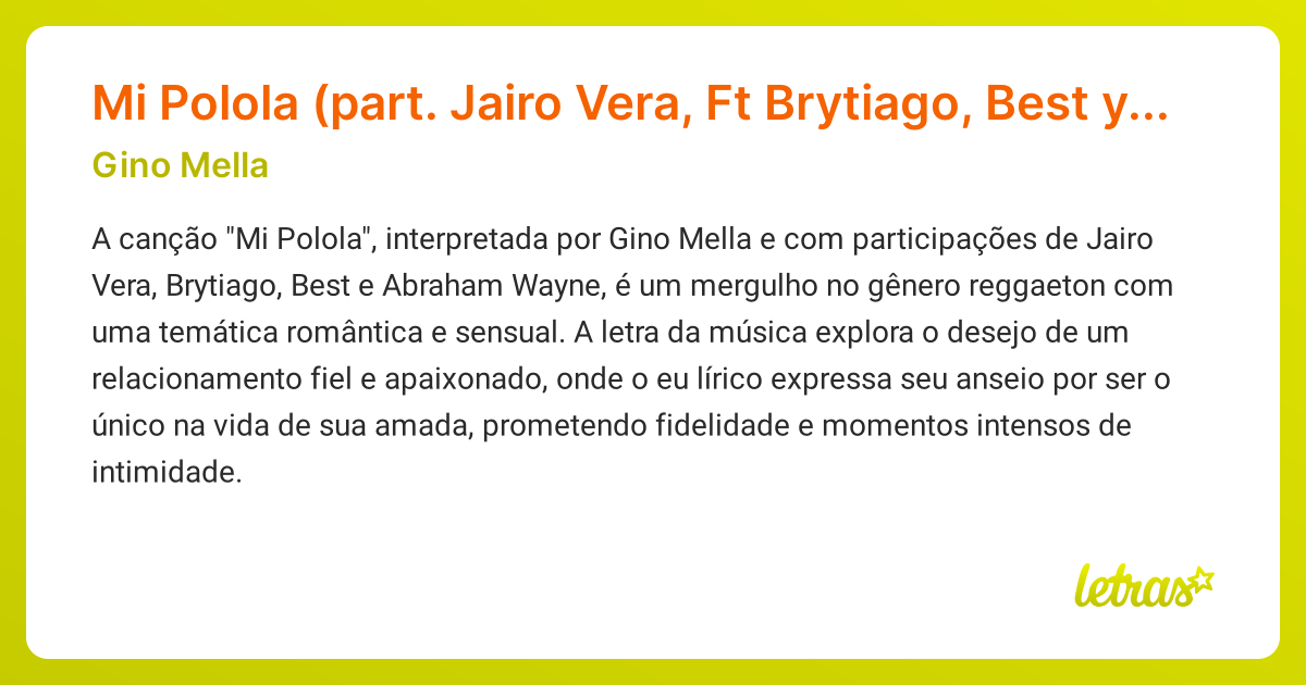 Significado da música Mi Polola (part. Jairo Vera, Ft Brytiago, Best y ...
