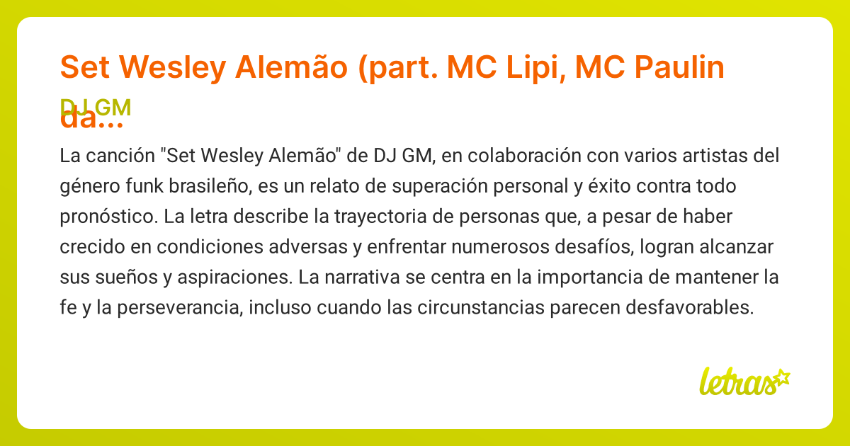 Significado de la canción Set Wesley Alemão (part. MC Lipi, MC Paulin ...