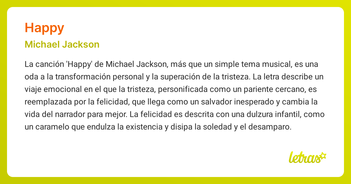 Significado de la canción HAPPY (Michael Jackson) - LETRAS.COM