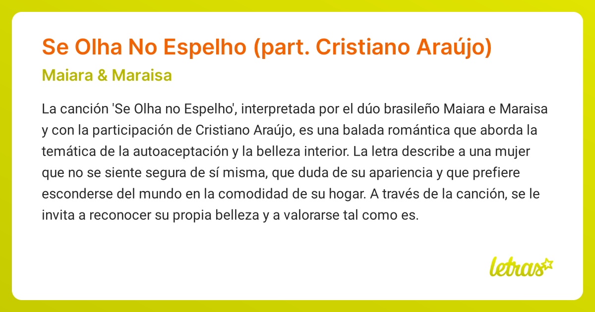 Significado de la canción Se Olha No Espelho (part. Cristiano Araújo ...