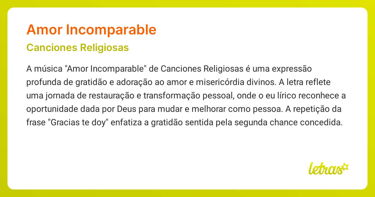 Significado da música AMOR INCOMPARABLE (Canciones Religiosas) - LETRAS ...