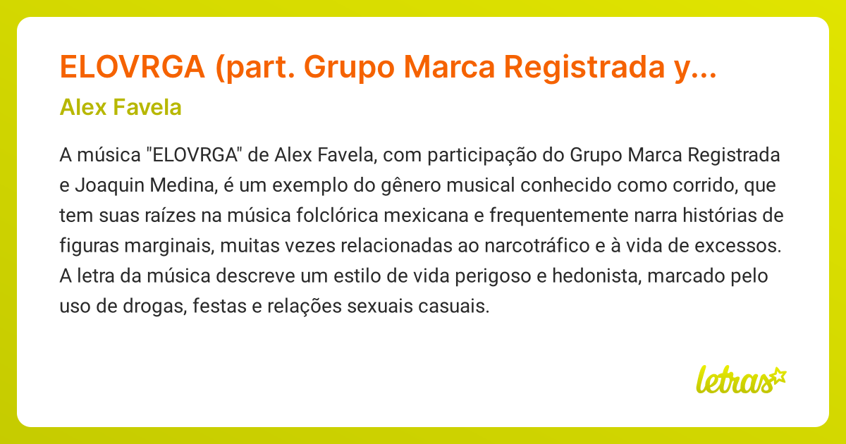 Significado da música ELOVRGA (part. Grupo Marca Registrada y Joaquin ...