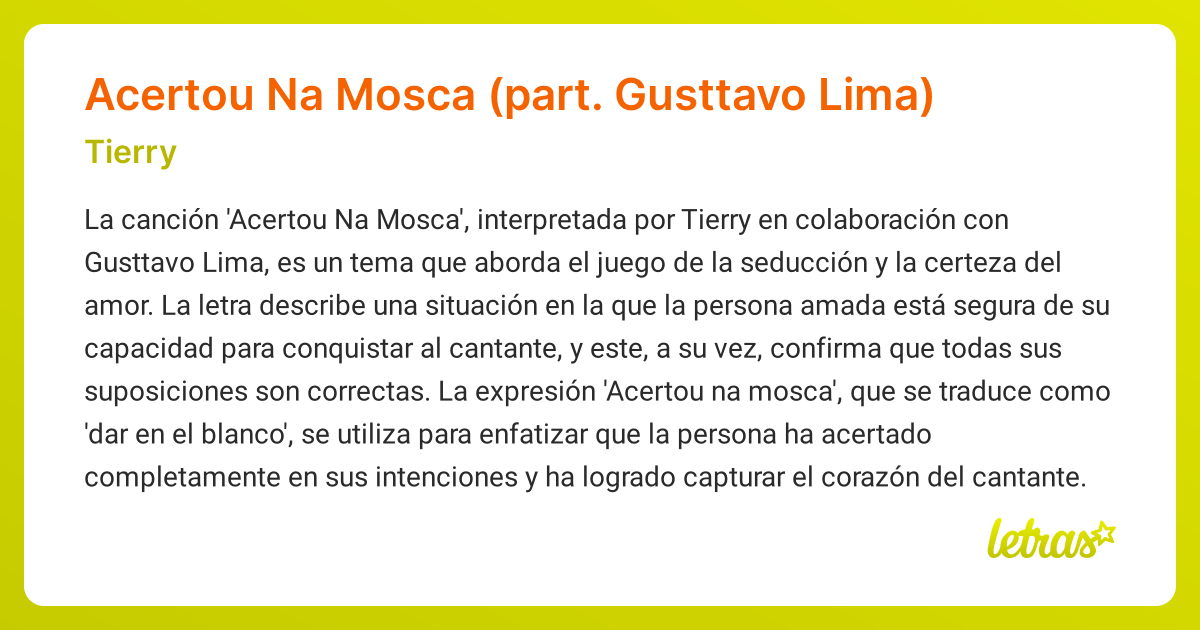 Significado de la canción Acertou Na Mosca (part. Gusttavo Lima ...