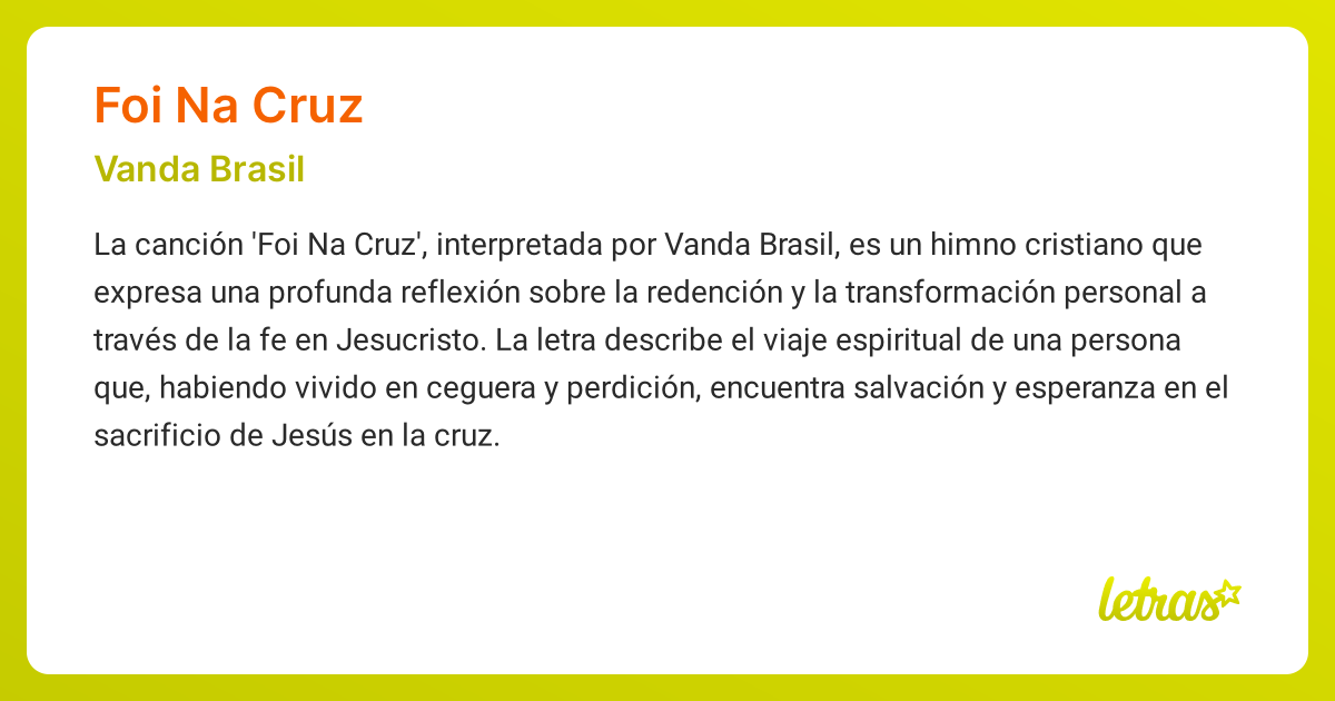 Significado de la canción FOI NA CRUZ (Vanda Brasil) - LETRAS.COM